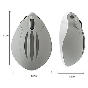 Bluetooth 5.1 Wireless Mouse,No Receiver Inside,Cute Animal Hamster Shape,M Size Silent Click Compatible with Android Tablet/MacBook/Chrome/Microsoft Surface/Windows 8.1 Above, Gray