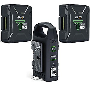 Anton Bauer 2X Titon 90 14.4V 92Wh Gold Mount Li-Ion Batteries, Bundle GM2 Dual Battery Charger