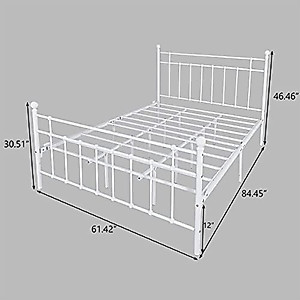 BOFENG Queen Bed Frame with Headboard and Footboard Metal Platform Bed Frame Queen Size Sturdy/No Squeaky Premium Heavy Duty Steel Slabs (Queen, White)
