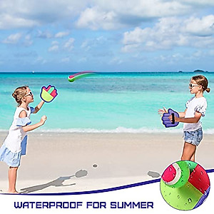 Toss and Catch Ball Game Set, 8 Paddles 4 Balls Beach Game Ball and Catch Game Set Outdoor Ball Games for Kids Adults Target Throw Catch Sticky Mitts Set for Backyard Lawn Playground