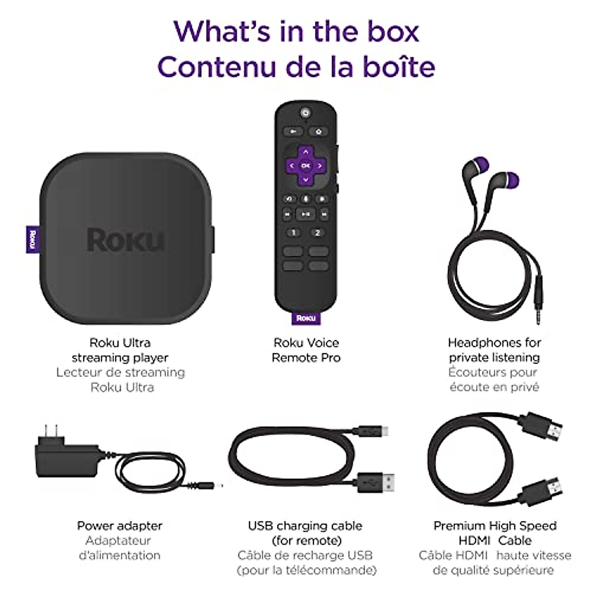 Roku Ultra LT (4K/HDR/HD) Streaming Player with Enhanced Voice Remote, Ethernet W/Premium 6FT 4K Ready HDMI Cable & 64GB MicroSD for Faster Channel Loading (US Version)