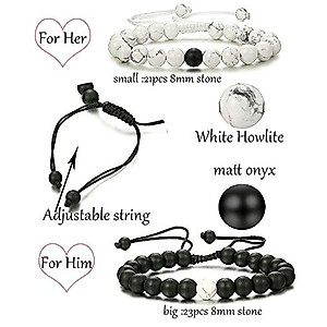 8mm Distance Bracelet Lover Couple Relationship Natural Stone Beads Yoga Bracelet Strand Stretch Bracelet Couple Jewelry for Him or Her Men and Women (Blue)