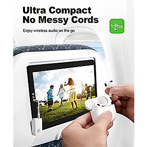 Bluetooth Transmitter Receiver V5.0, 2-in-1 Bluetooth Adapter with Dual Pairing AptX Low Latency, 3.5mm Bluetooth Audio Transmitter for Airplanes Boats Treadmill Gaming Consoles AirPods TV Car PC MP3