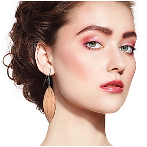 Copper Bark Leaf Drop Earrings - Handmade Copper Earrings - Jewelry Gifts for 7th Wedding Anniversary