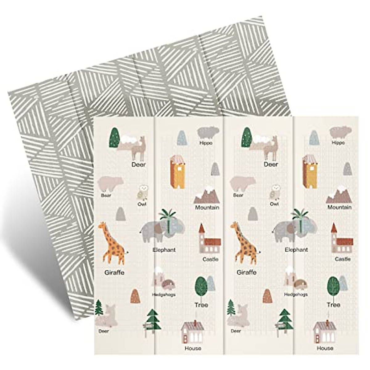 Baby Play Mat 79" X 71",Reversible Waterproof Foldable Foam Floor Padded Playmats for Babies,Toddlers, Extra Large Anti- Slip Baby Crawling Mat with Travel Bag, Play Pens & Tummy Time Indoor Outdoor