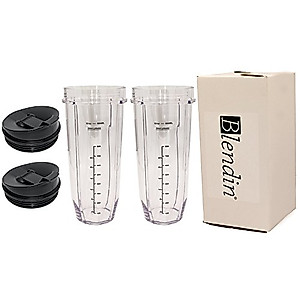 Blendin 32 Ounce Cup with Sip N Seal Lids - Replacement Jar Compaible with Nutri Ninja Auto-iQ 1000W and Duo Blenders - Premium Blender Cups Replacement (2 Pack)