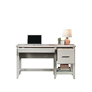 Sauder Summit Station Single Pedestal Desk, Glacier Oak Finish