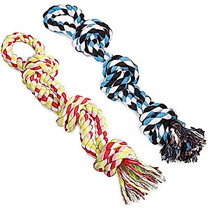 UPSKY Dog Rope Toys Dog Grinding Teeth 2 Nearly Indestructible Dog Toys, Rope Toy for Large Dogs, Dental Cleaning Chew Toys, Dog Tug Toy for Boredom, Dog Rope Toy for Aggressive Chewers (2 Packs)