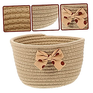 BESTOYARD 2pcs Cotton Rope Storage Basket Cotton Rope Organizer Woven Baskets for Storage Fabric Storage Cubes Rattan Round Waste Basket Rope Baskets for Storage Mini White Shelf Basket Baby
