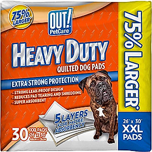 OUT! Heavy Duty XXL Dog Pads - Absorbent Pet Training and Puppy Pads - 26 x 30 in - 30 Count