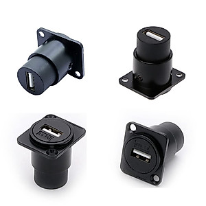 PENGLIN 2Pack USB 2.0 Panel Mount Connector, D-Type Module USB Pass Through Coupler, Female to Female Bulkhead Extension Interface Adapter