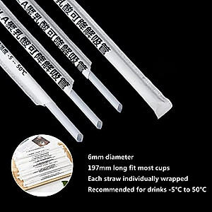 E-DAZZLE Biodegradable Plant Based Drinking Straws,200pcs Individually Wrapped Disposable Straws,Cocktail Straws,BPA Free Eco-Friendly Straws (7.5 inch 6 * 190mm)