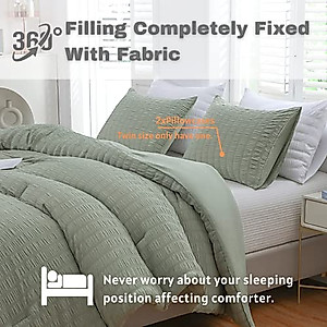 HAOWANER Sage Green Comforter King, 3 Pieces Sage Comforter Set King, Sage Green King Comforter Set King Sage, 90"x104" Green King Size Comforter Set, King Comforter Green King Bedding Set Sage