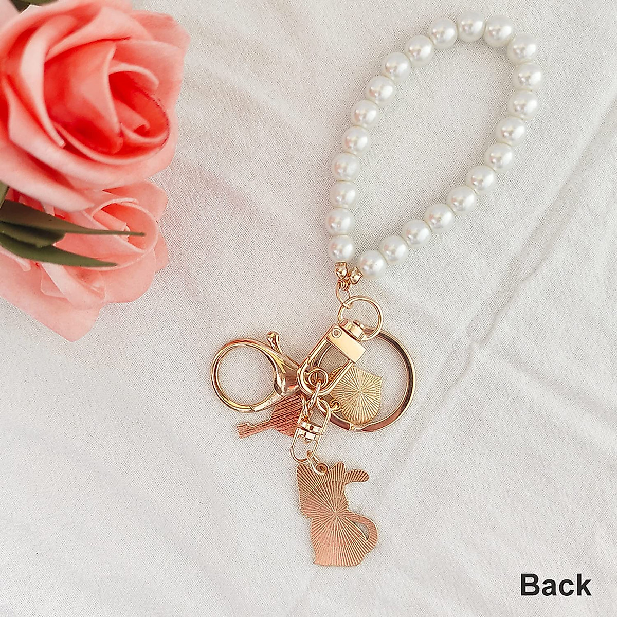 Cute Moon Cat Keychain Key Charm Aesthetic Gift for Women Girls Anime Fans (Purple Kitty)