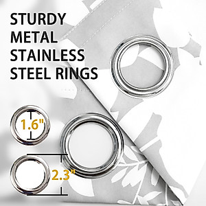 DriftAway Floral Delight Botanic Pattern Room Darkening Thermal Insulated Grommet Unlined Window Curtains Set of 2 Panels Each 52 Inch by 84 Inch Gray