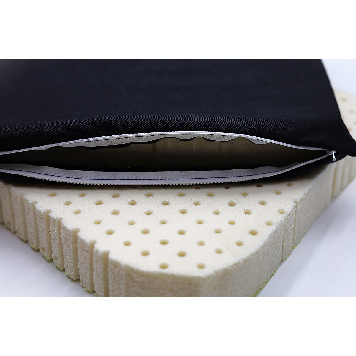 ORGANIC TEXTILES 2" Organic Latex Seat Cushion with Removable Black Cotton Cover, 18"x16", Firm, GOTS & GOLS Certified, Cushion for Tailbone Pain, Desk Chair Car Seat Cushion Back Pain Relief