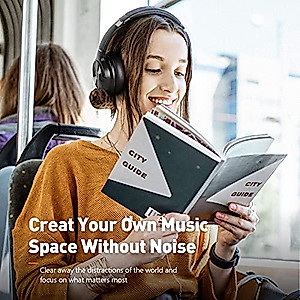 OneOdio Active Noise Cancelling Headphones, A30 Wireless Wired Headset Bluetooth 5.0 Over Ear Headphones with Microphone, HI-FI Stereo Deep Bass 45H Playtime for Travel Work-Black