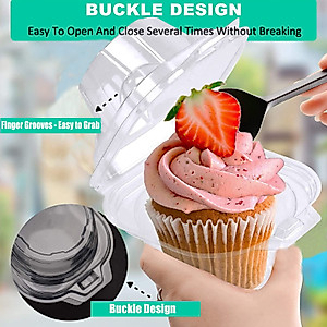 Meygajoe 2023 Update Individual Cupcake Containers, Single Compartment Clear Disposable Cupcake Carrier Holder Box With Lid - Stackable - Deep Dome - Clear Plastic - BPA-Free- (Pack of 25)