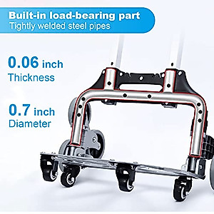 Stair Climber Cart Hand Truck with Wheels, Shopping Folding Grocery Cart, Aluminum Alloy Folding Hand Truck Trolley for Luggage Package Delivery