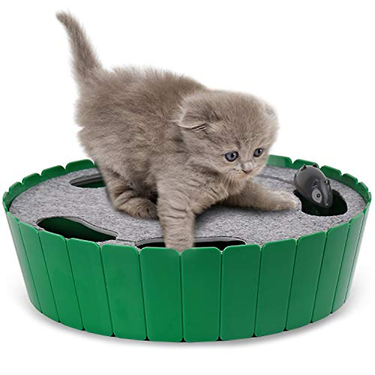Pawaboo Cat Toy with Running Mouse, Electric Interactive Motion Cat Toy Automatic Rotating Teaser Pop and Play Hide and Seek Hunt Toy for Pet Cat Kitten Play Fun Excercise