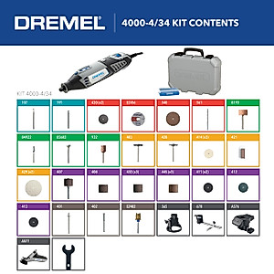 Dremel 4000-4/34 Variable Speed Rotary Tool Kit - Engraver, Polisher, and Sander- Perfect for Cutting, Detail Sanding, Engraving, Wood Carving, Polishing- 4 Attachments & 34 Accessories , Gray