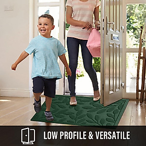 HIYARD Front Door Mat, Heavy Duty Welcome Door Mat Indoor Outdoor, Waterproof Doormat, Sturdy Natural Rubber, Fade Resistant, Easy Clean, Low Profile Entryway Mat Outdoor Entrance, 36×24, Green