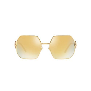 Versace Woman Sunglasses Gold Frame, Brown Mirror Gold Lenses, 58MM