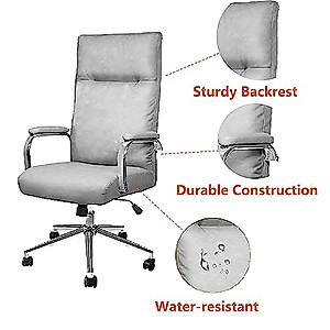 Office Chair Ergonomic Desk Chair，Swivel Computer Desk Chair with Adjustable Height and Wheels，High Back Leather Executive Chair with Lumbar Support,Grey
