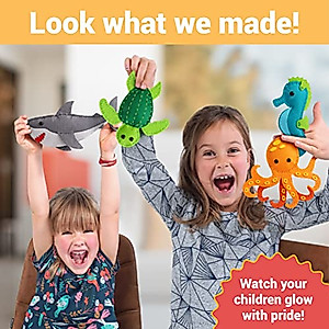 Craftorama Sewing Kit for Kids, Fun and Educational Sea Animal Craft Set for Boys and Girls Age 7-12, Sew Your Own Felt Animals Craft Kit for Beginners, 165 Piece Set