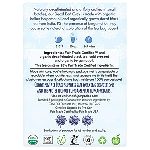 Friendship Organics Decaf Earl Grey Tea Bags, Organic and Fair Trade 36 Count