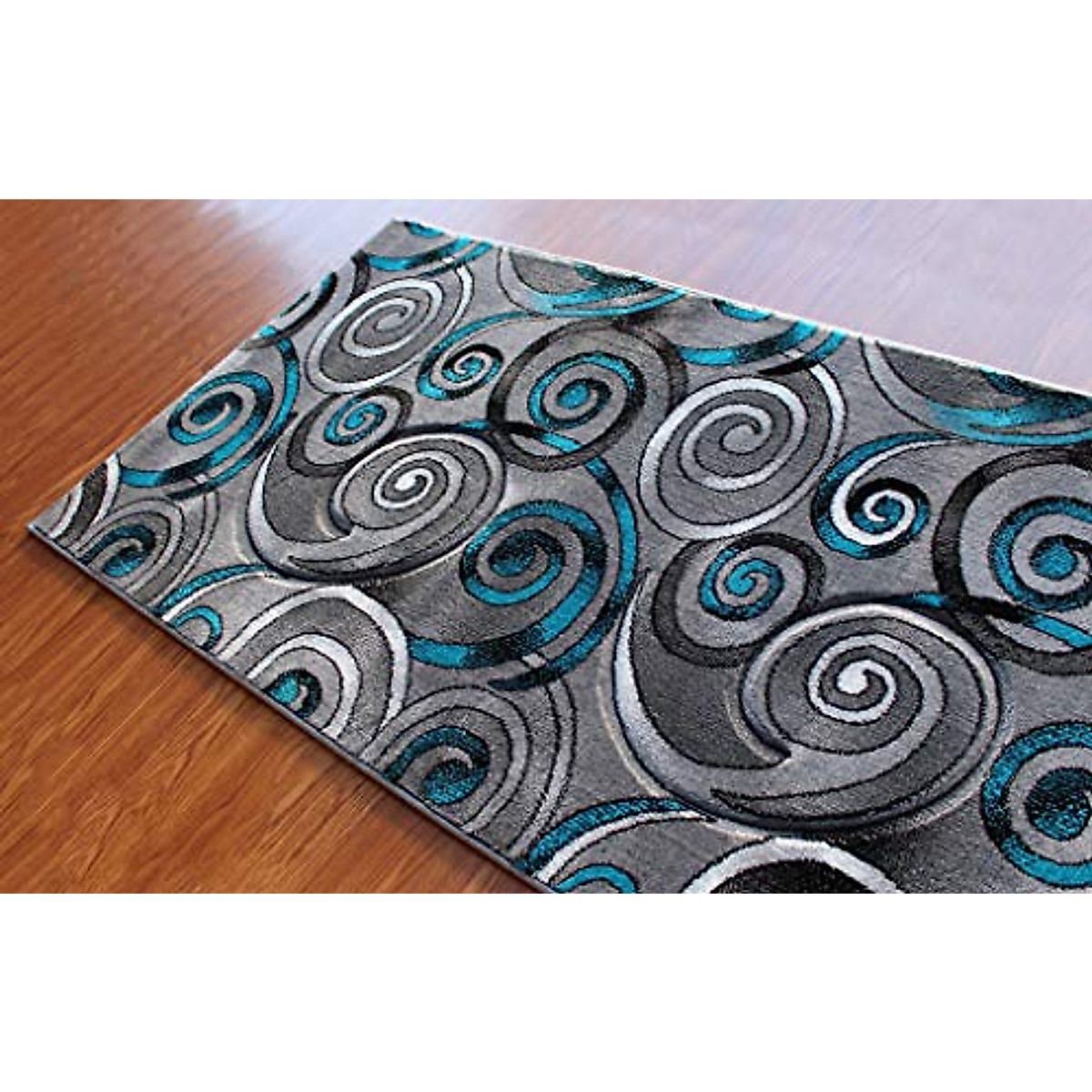 Masada Rugs, Modern Contemporary Woven Area Rug, Hand Carved (32 Inch X 10 Feet, Turquoise)