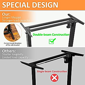 farexon 55 x 24 Inch Electric Standing Desk Adjustable Height, Sit-Stand Desk with Oversized Mouse Pad， Double Crossbeam Structure, Four Preset Heights, 27''-45'' Lifting Range Stand up Desk