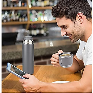 Stainless Steel Thermo + 3 cup, 500ml/16.9oz (Grey, Black, Blue) ADVANTAGE SET Gray 2.5 x 2.5 x 9.3 inch