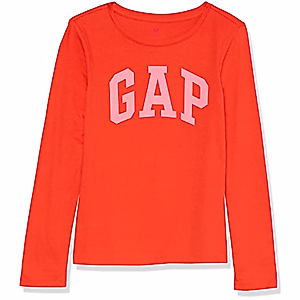 GAP Girls Long Sleeve Logo T-Shirt T Shirt, Killer Tomato, Large US