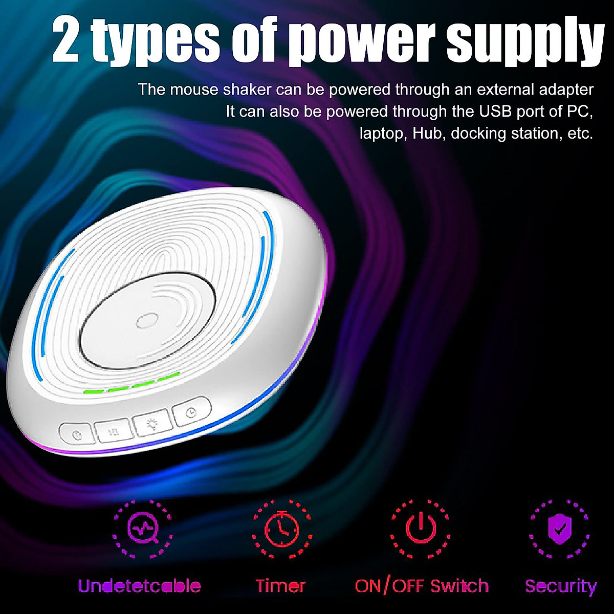 ASHATA Undetectable Mouse Mover, USB Mouse Mover, Automatic Mouse Mover Device with LED Display Adjustable Timing Driver Free Mouse Movement for Windows for OS X for Linux (White)