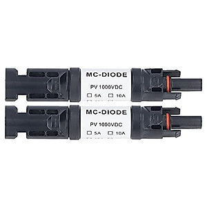 1000V Solar PV Connector, 2pcs Tinned Copper Conductor IP68 Waterproof Snap in Solar PV Fuse Holder for Solar Panel Connection 15A