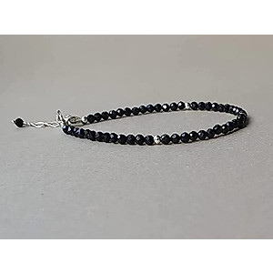 YONKU Black tourmaline bracelet, stackable bracelet,gift for her, October birthstone, black gemstone jew YO-BRACE-7179