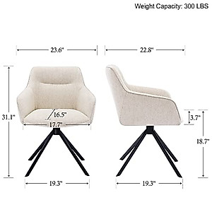 ONEVOG Modern Accent Chair Set of 1, 360 Degrees Swivel Armchair with Metal Legs, Make up Vanity Chair for Small Spaces, Comfortable Desk Chair No Wheels for Home Office, Off White