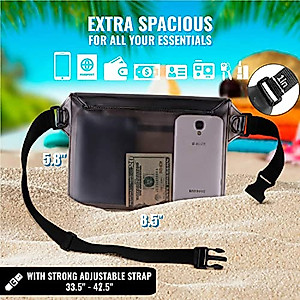 AiRunTech Waterproof Pouch | Way to Keep Your Phone and Valuables Safe and Dry | for Boating Swimming Snorkeling Kayaking Beach Pool (2 Phone Cases(Green + Pink) + 2 Fanny Packs(Black+Gray))
