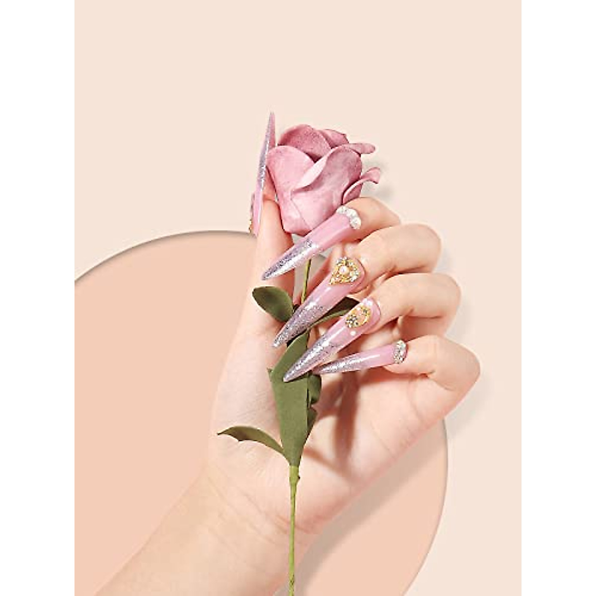 500Pcs Stiletto Nail Tips for Acrylic Nails, XL Long Clear False Nails Tips Soft Traceless, Half Cover Tapered Square False Nail Tips for Nail Extension Nail Art, Home DIY Nail Salon 10 Sizes