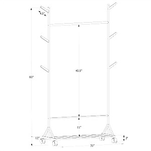MoNiBloom Bamboo Garment Racks with Wheels 2-in-1 Freestanding Rolling Clothes Rack with Bottom Storage Shelf Closet Organizer with 6 Side Hooks for Hanging Clothes Hats Scarves, Natural