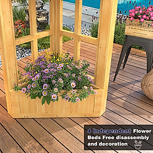 EROMMY 11' x 13' Wood Gazebo, Outdoor Hardtop Gazebo Pavilion with Spruce Solid Wooden Frame, Double Roof Metal Canopy for Patio Backyard Deck Garden