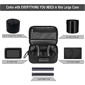 Egooz Large Smell Proof Stash Bags with 5 items - Waterproof Smell Proof Box Case for Travel and Home, Smell Proof Containers Box for Storing Your Products, Black