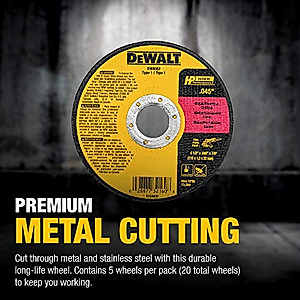DEWALT Cutting Wheel, General Purpose Metal Cutting, 4-1/2-Inch, 5-Pack (DW8062B5), Multi