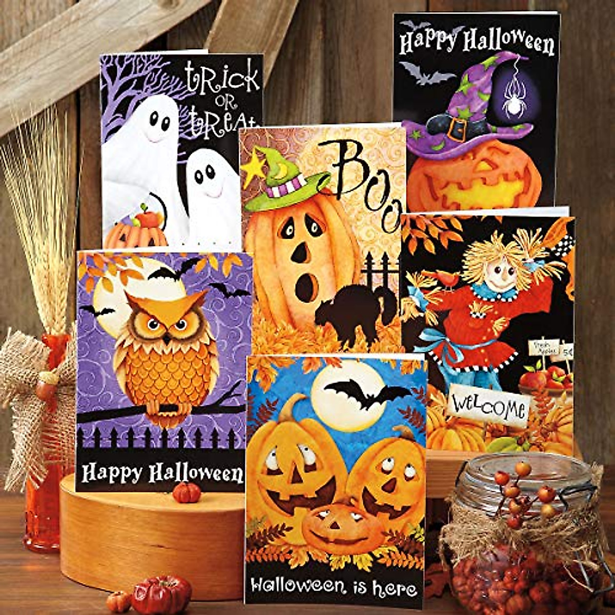 Current Happy Haunting Halloween Greeting Cards Set - Themed Holiday Card Variety Value Pack, Set of 12 Large 5 x 7-Inch Cards, Assortment of 6 Unique Designs, Envelopes Included
