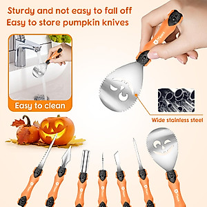 Pumpkin Carving Tools for Halloween Decorations: Professional Pumpkin Carving Knife Set 7 Pcs Stainless Steel Sculpting Kit DIY Jack-O-Lanterns Cutting Supplies Double-side Pumpkin Carver for Adult