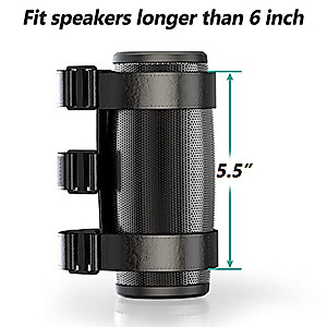 WALI Portable Speaker Mount for Outdoor Golf Cart Railing, Bike or Boat, Adjustable Strap Fits Most Bluetooth Wireless Speakers Attachment Accessory Holder (SSH001-B), Black