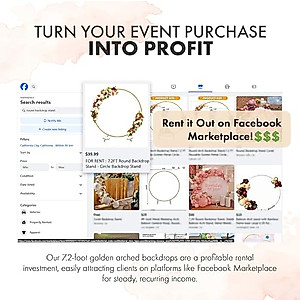 7.2FT Round Backdrop Stand - Circle Backdrop Stand Gold Balloon Arch Frame kit - Metal Wedding Arch Backdrop Stand - Circle Arch Gold Arch for Parties, Wedding, Baby Shower Decorations