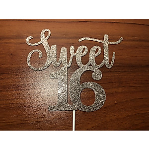 Sweet 16 Cake Toppers Rose Gold Glitter, Sweet 16 Cake Topper, Sweet 16 Birthday Cake Topper, 16th Birthday Cake Topper, Sweet 16 Decorations for Cake, Sweet 16 Decorations (Double Sided Glitter)