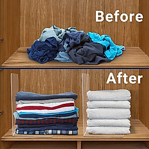 True 4U Acrylic Shelf Dividers for Closet Organization: 4 Pack Tall Durable Clear Shelves Moveable, Ideal for towels, clothes, purses, divider for any shelf in any room 10"X4"x11"